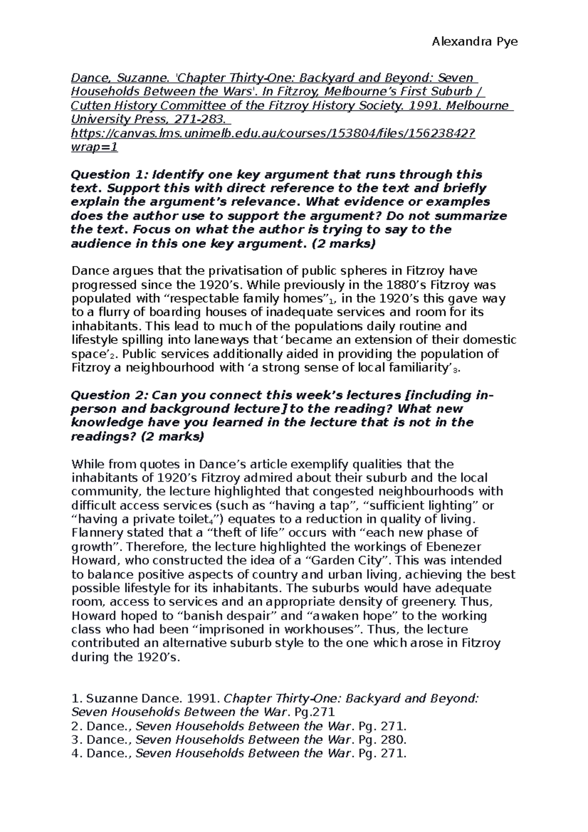 Week 11 response - Alexandra Pye Dance, Suzanne. 'Chapter Thirty-One ...