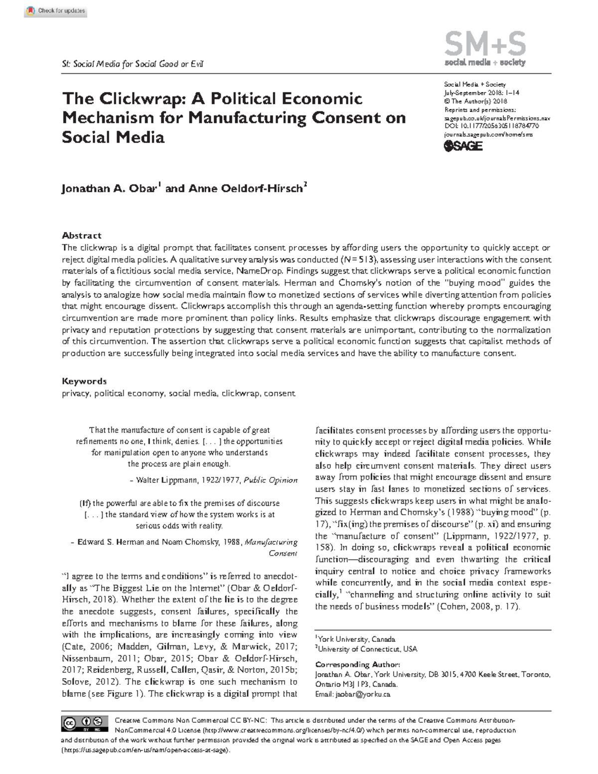 A Political Mechanism for Manufacturing COnsent on Social Media - doi ...