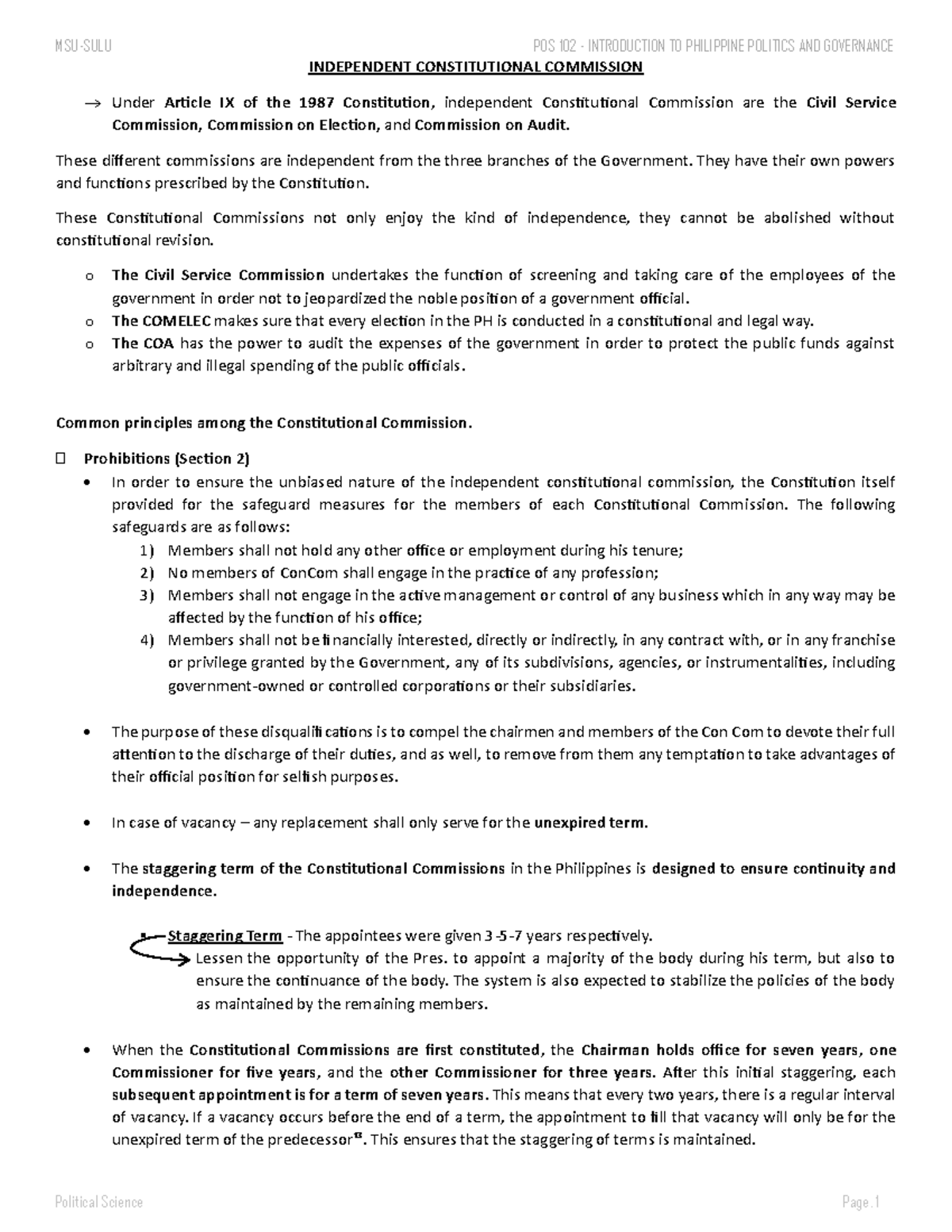 #9 Constitutional Commission - These different commissions are ...