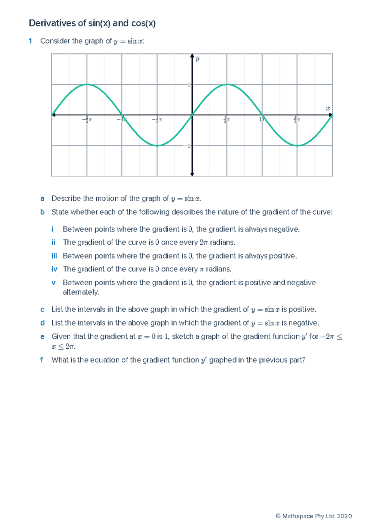 2.06 Differentiation and trigonometric functions - worksheet ...