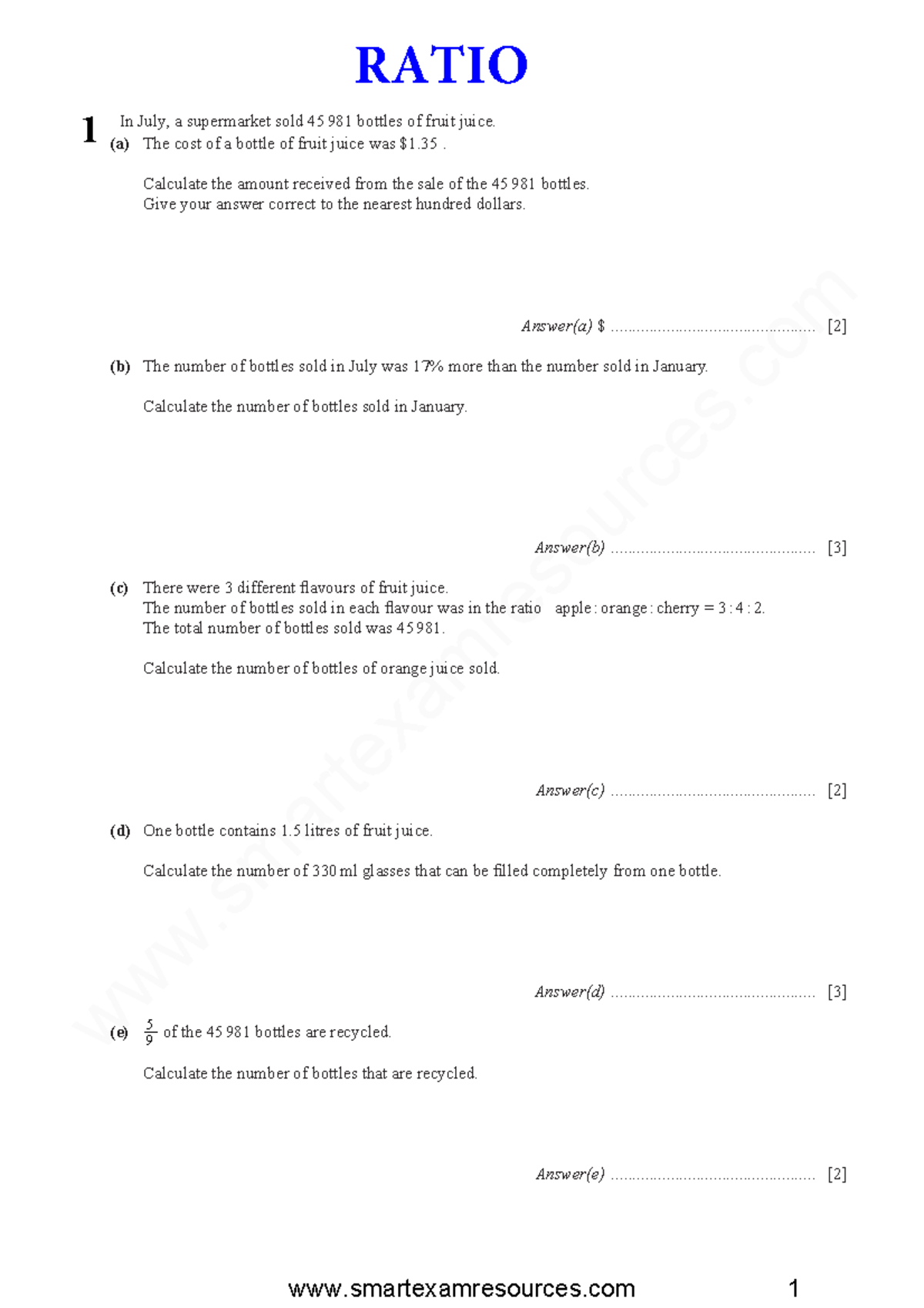 Ratio-Topic-Questions-Set-2-qp-ms.pdf - G110 - Salford - Studocu