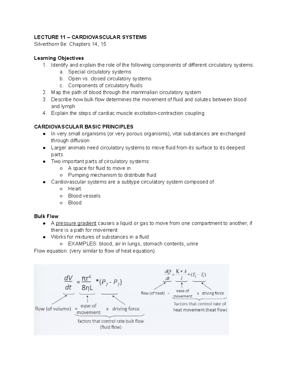 Module 6 Lectures 11 & 12 - LECTURE 11 – CARDIOVASCULAR SYSTEMS ...