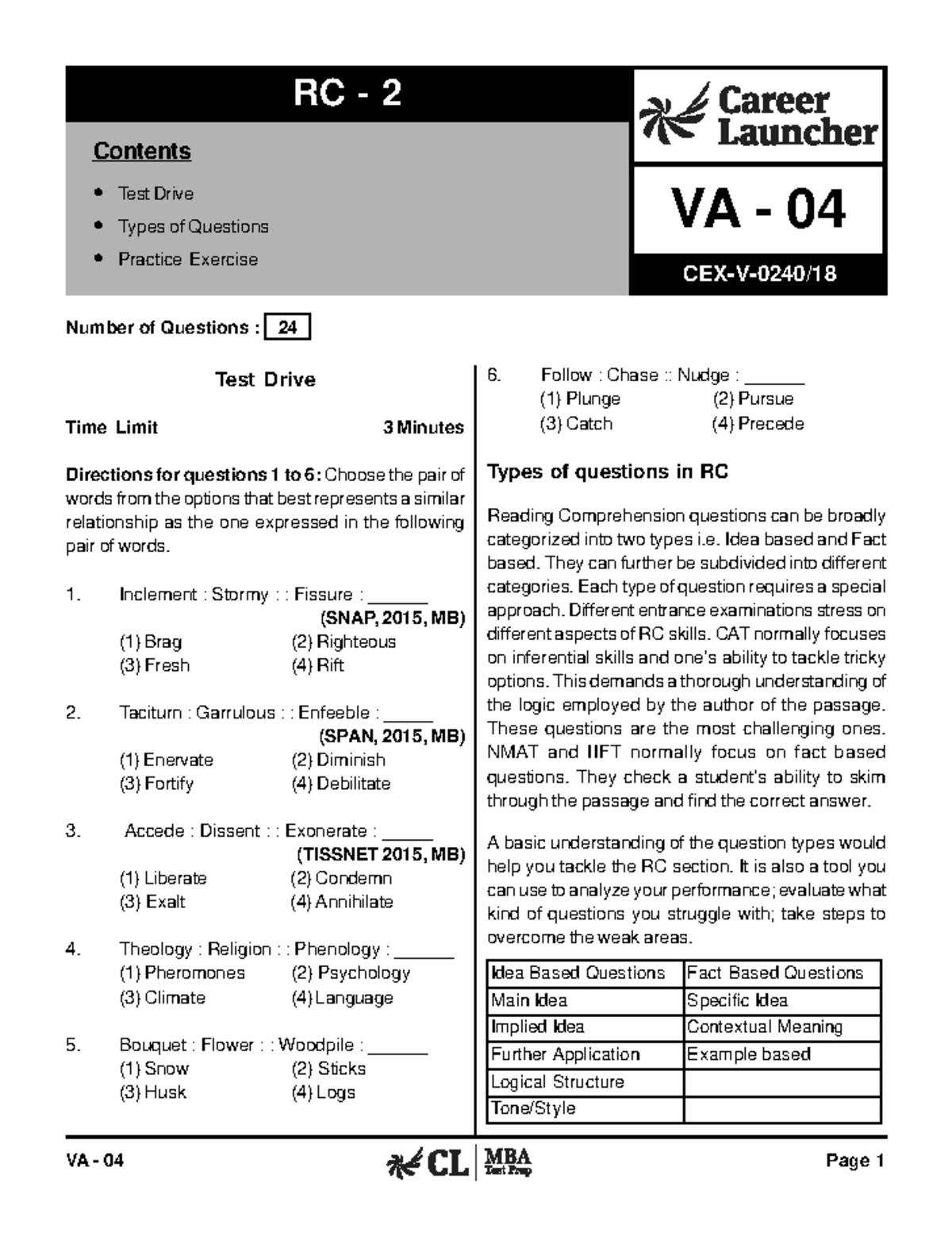 VA-04 RC 2 Types of Questions with Solutions - VA - 04 Page 1 RC - 2 ...