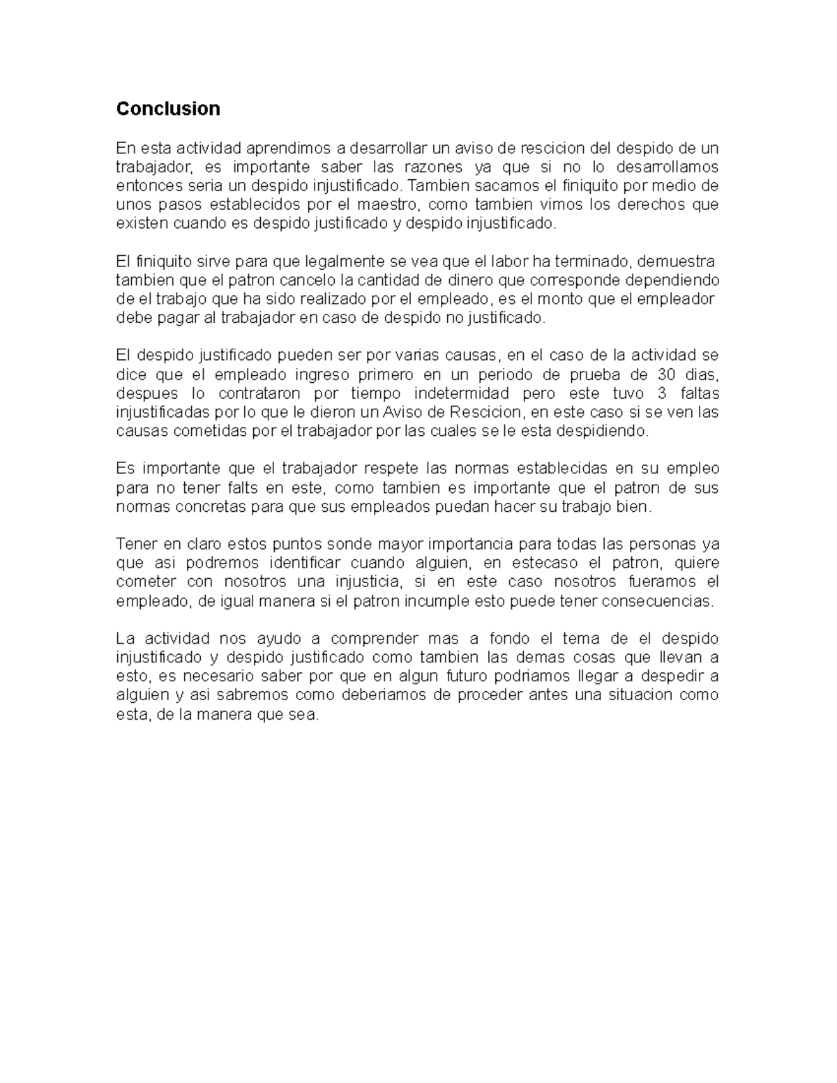 Conclusion - Lecture notes 1 - Conclusion En esta actividad aprendimos ...