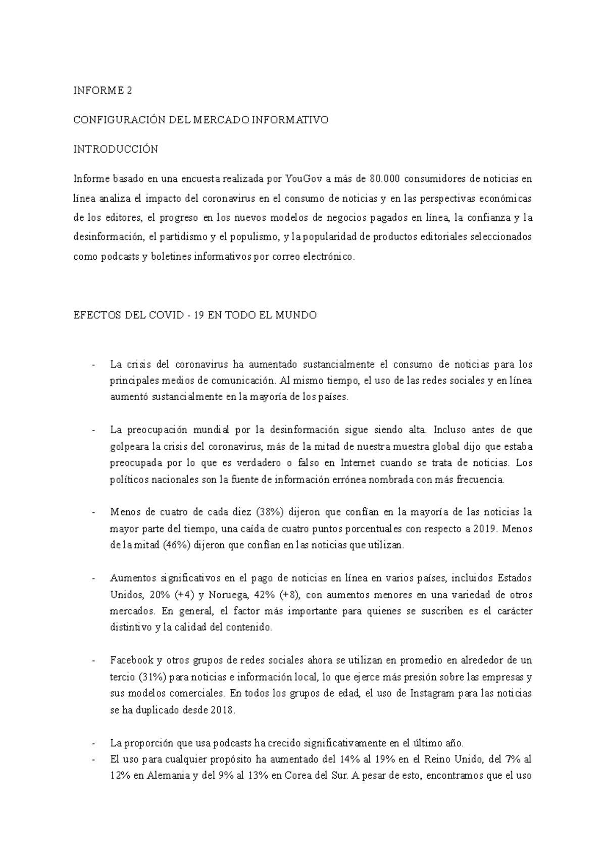 Informe 2 - Pasar a Canvas - INFORME 2 CONFIGURACIÓN DEL MERCADO ...