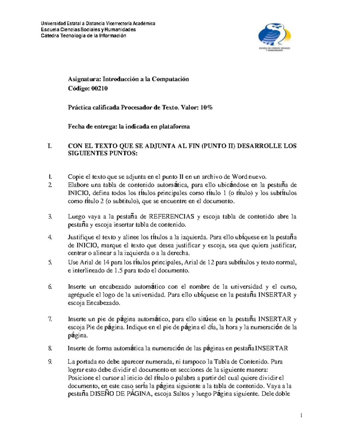 Práctica calificada Procesador de Texto inst - Warning: TT: undefined function: 32 Warning: TT ...