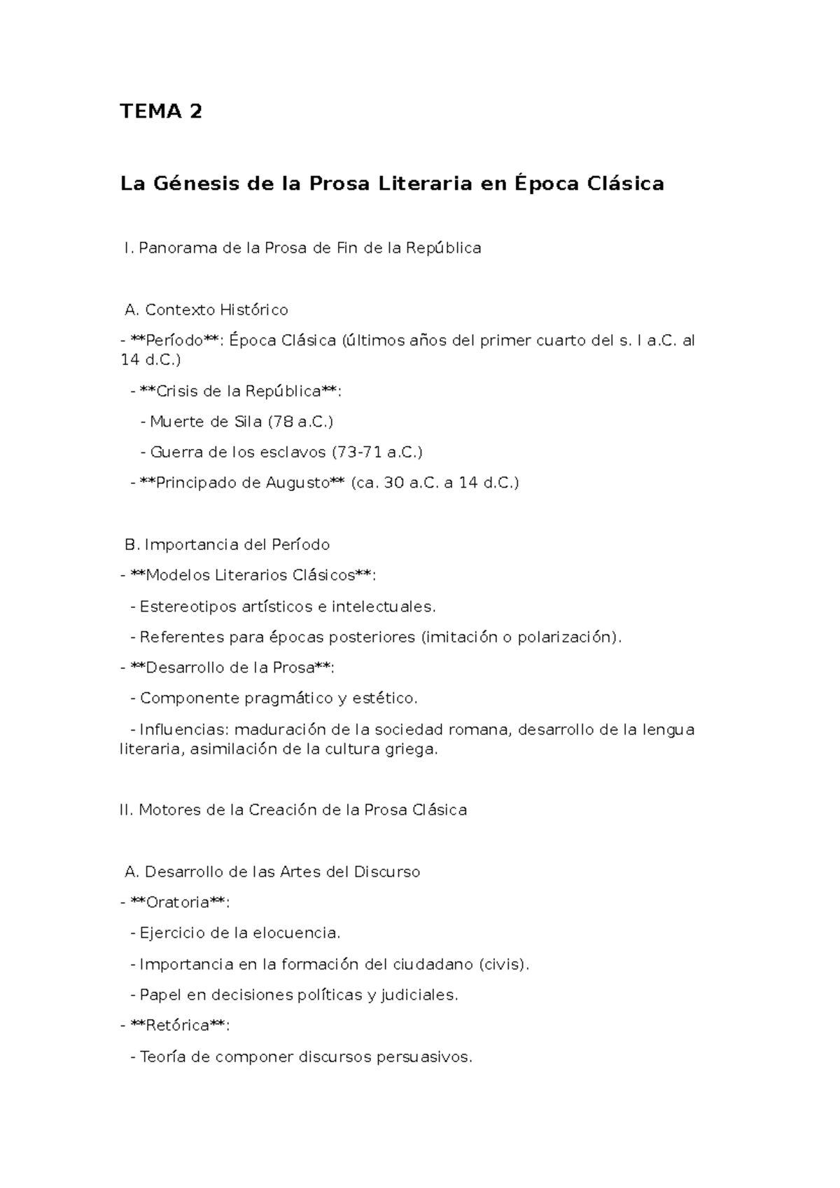 Esquema TEMA 2 - TEMA 2 La Génesis de la Prosa Literaria en Época ...