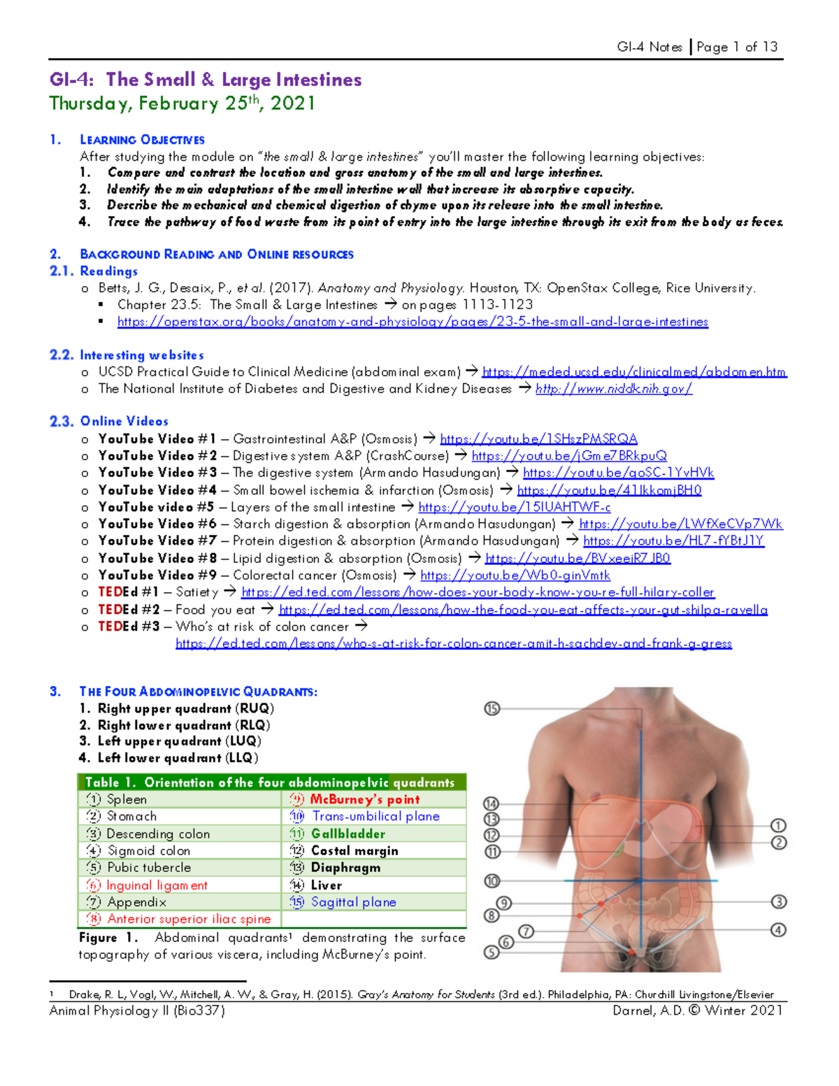 GI-4 (bio337) W2021 - GI anatomy and physiology - GI-4: The Small ...