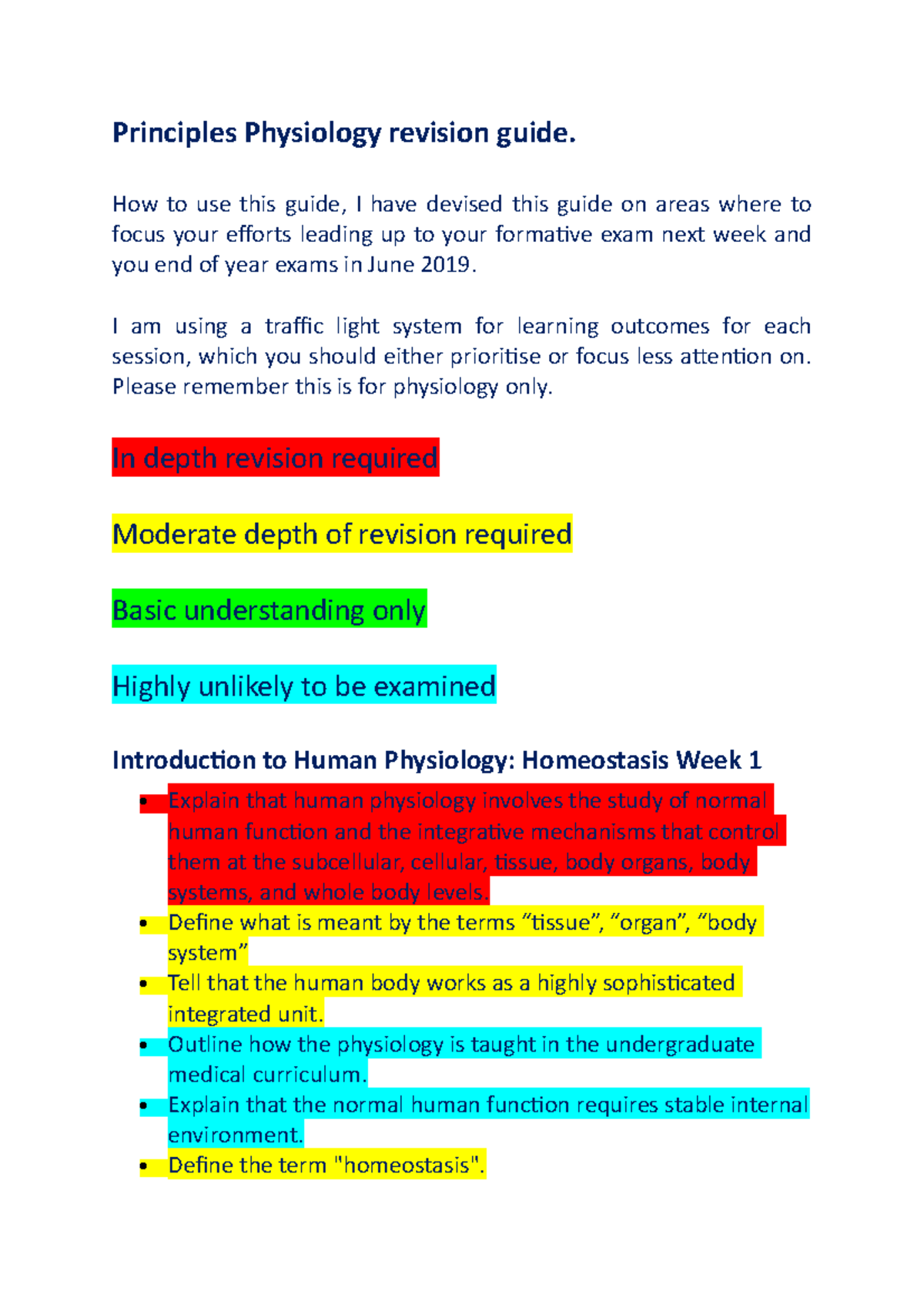 Principles Physiology revision guide - FOR Physiology - Principles ...