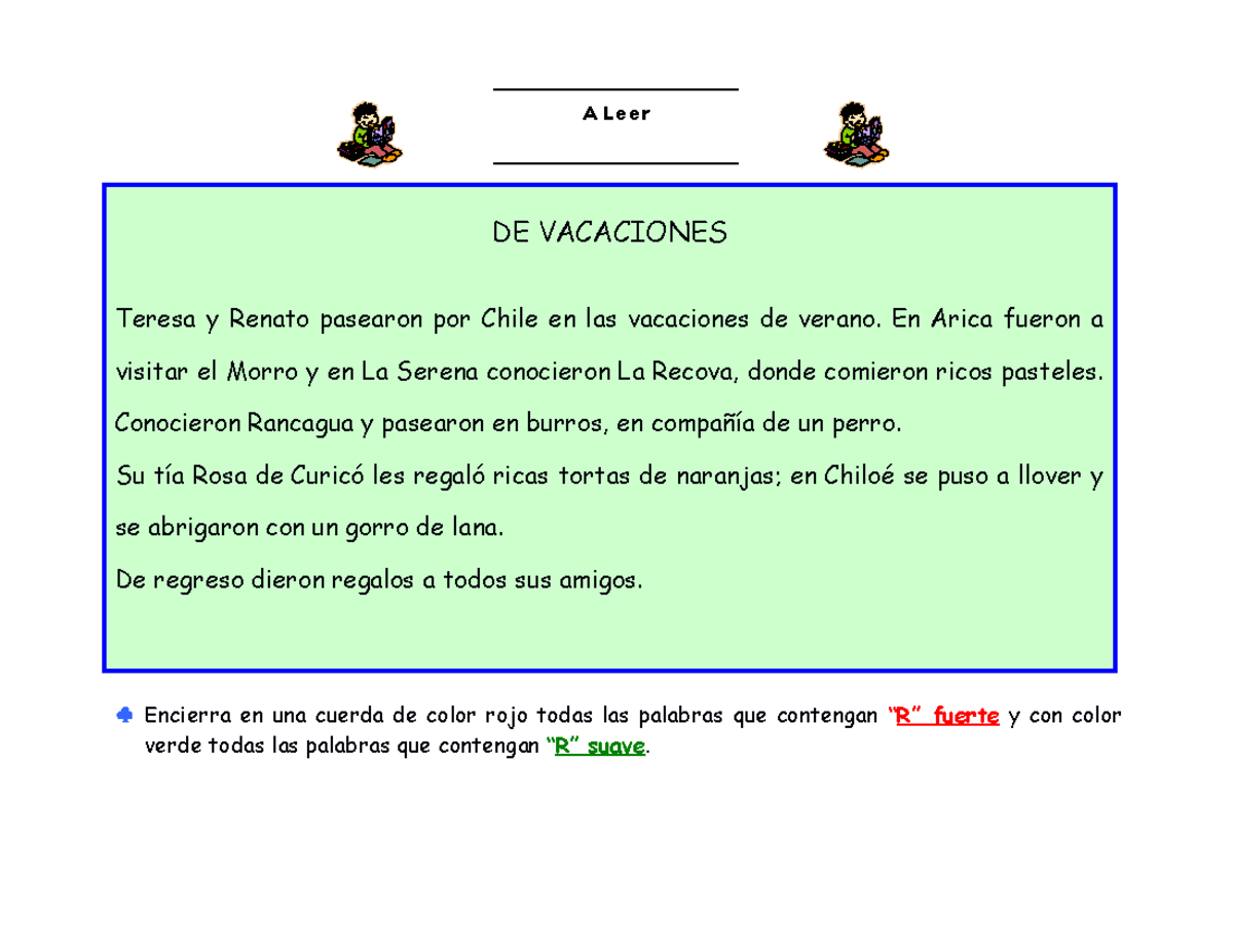DE Vacaciones - Actividades para estimular comprensión, vocabulario,etc ...