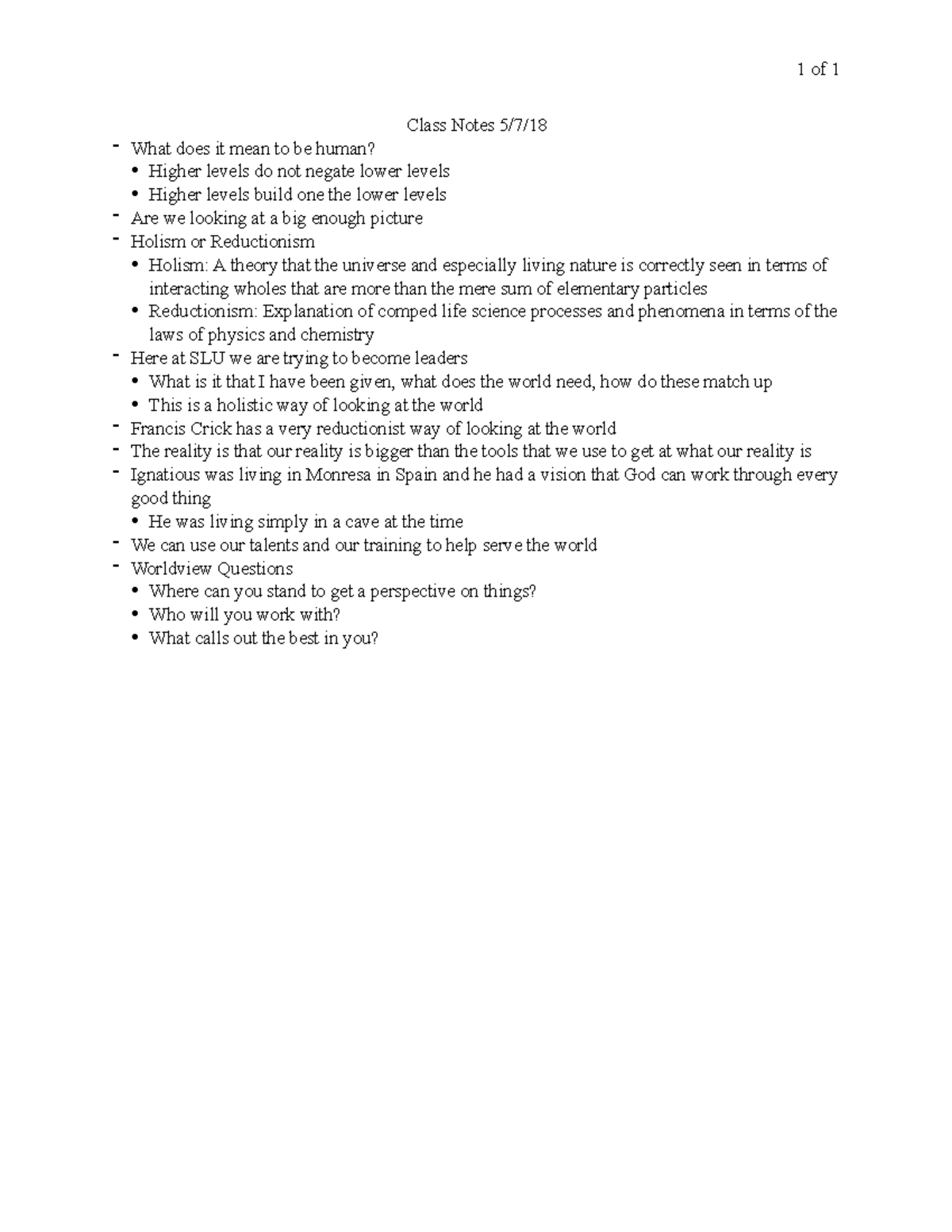 Final Lecture - Finucane - 1! of !1 Class Notes 5/7/18 - What does it ...