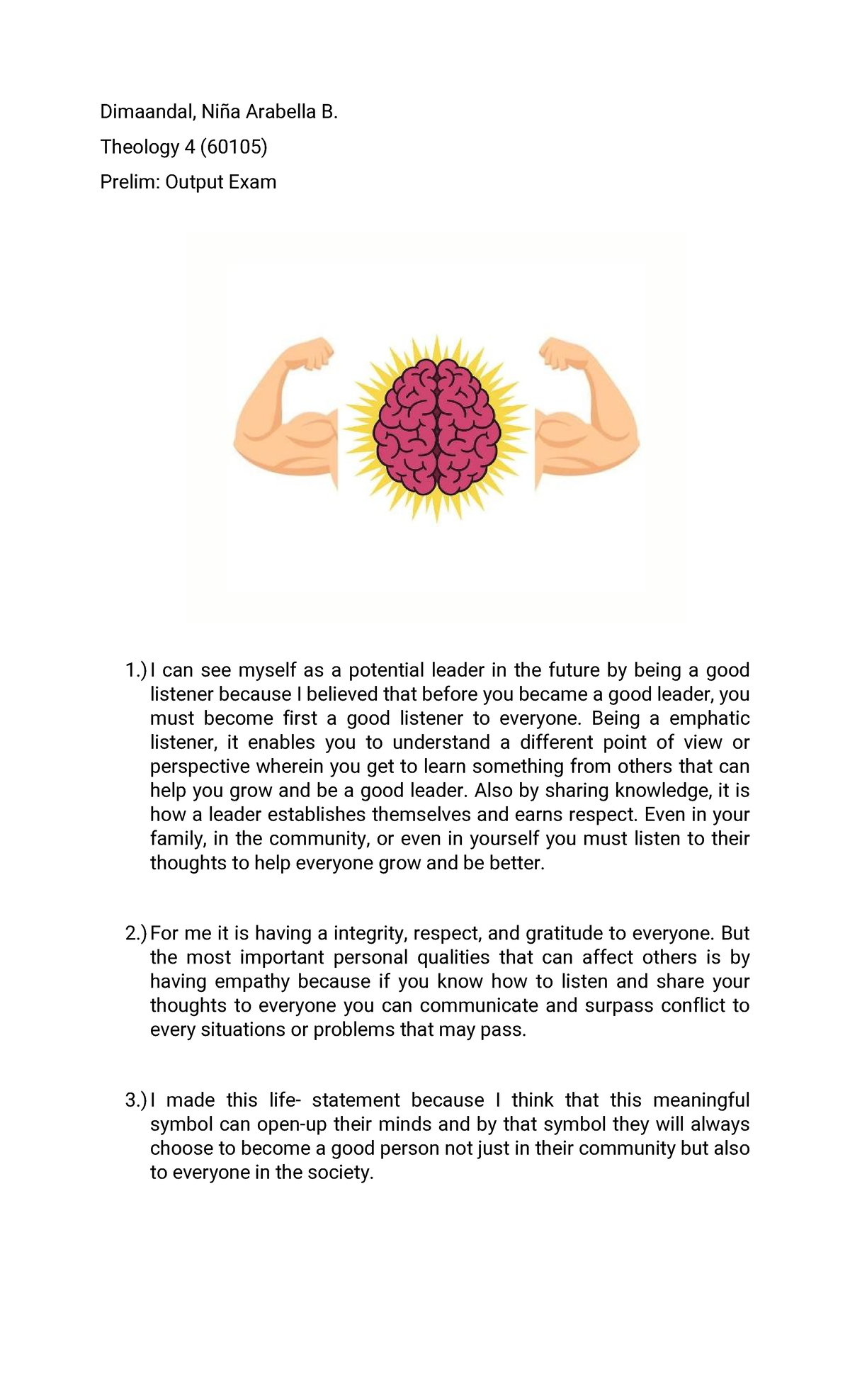 Theology 4 activity - Dimaandal, Niña Arabella B. Theology 4 (60105 ...