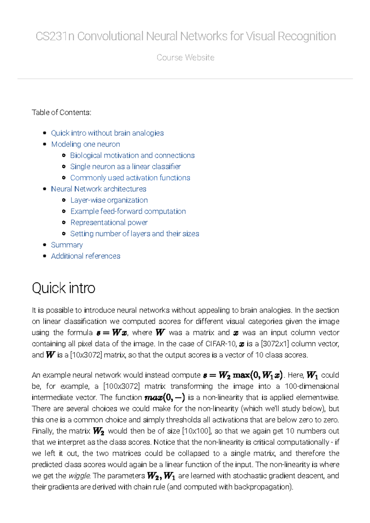 CS231n lec. 6 part1 Convolutional Neural Networks for Visual Recognition - Table of Contents ...