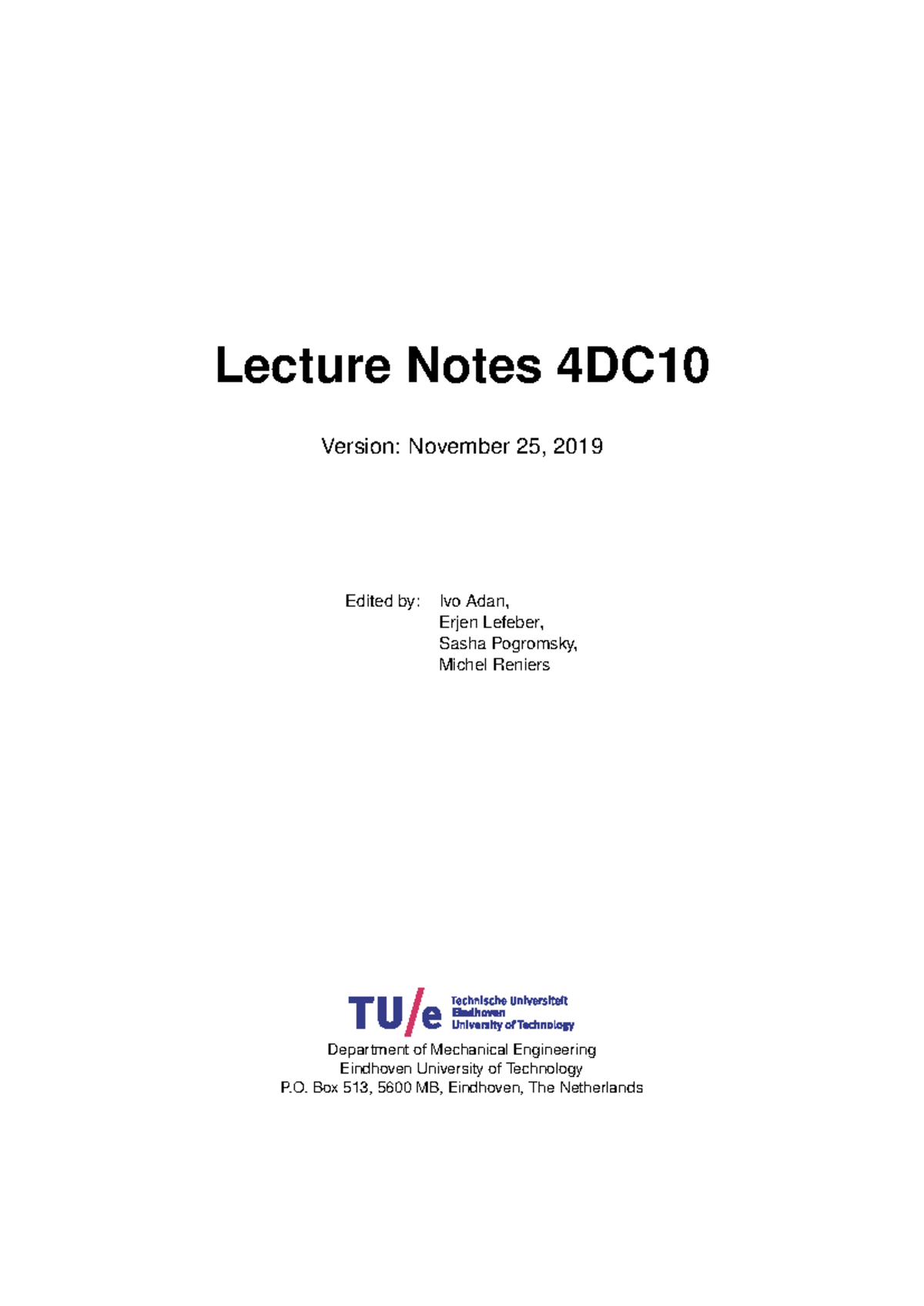 Lecturenotes - lecture notes - Lecture Notes 4DC Version: November 25 ...