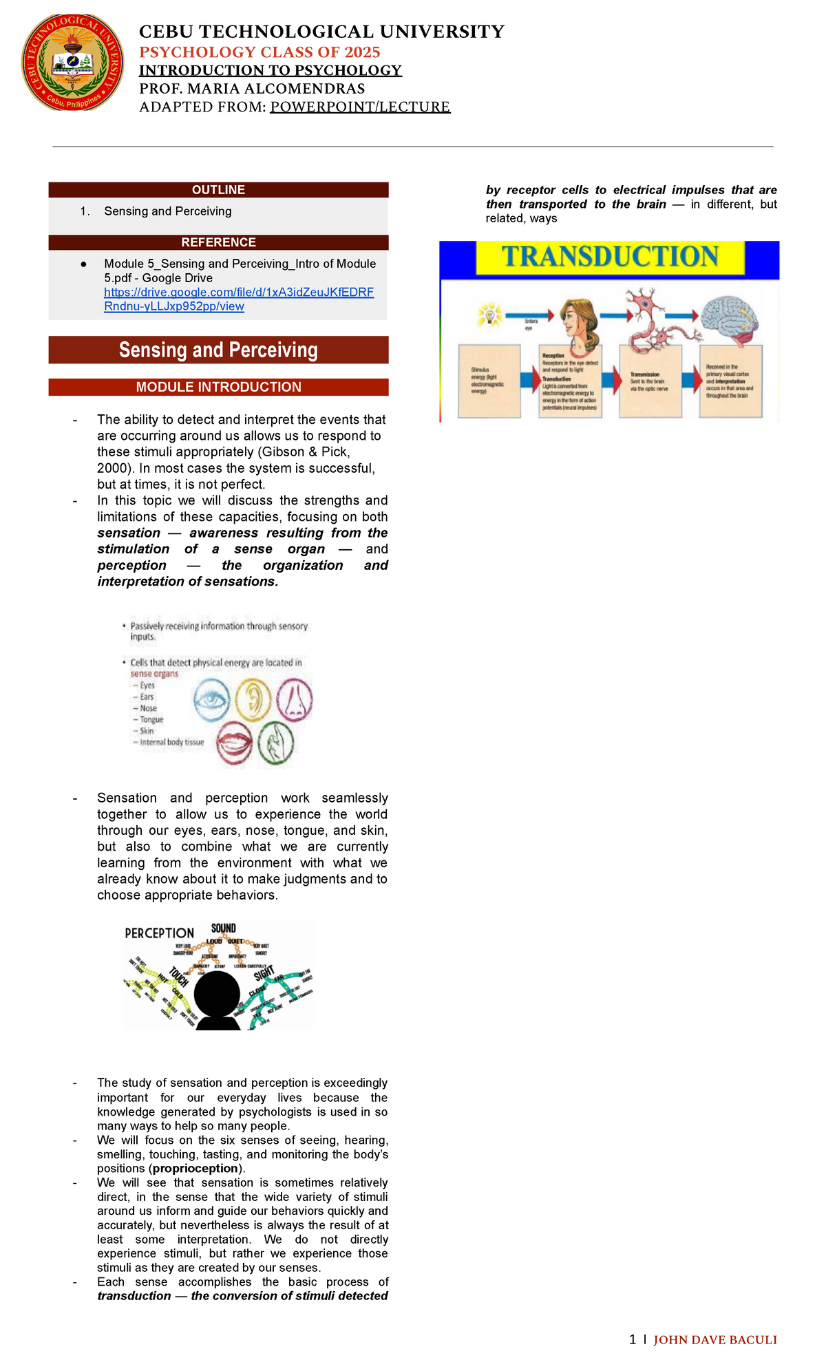 Transes for ITP - Module 5 Introduction Lesson 1 - CEBU TECHNOLOGICAL UNIVERSITY PSYCHOLOGY ...