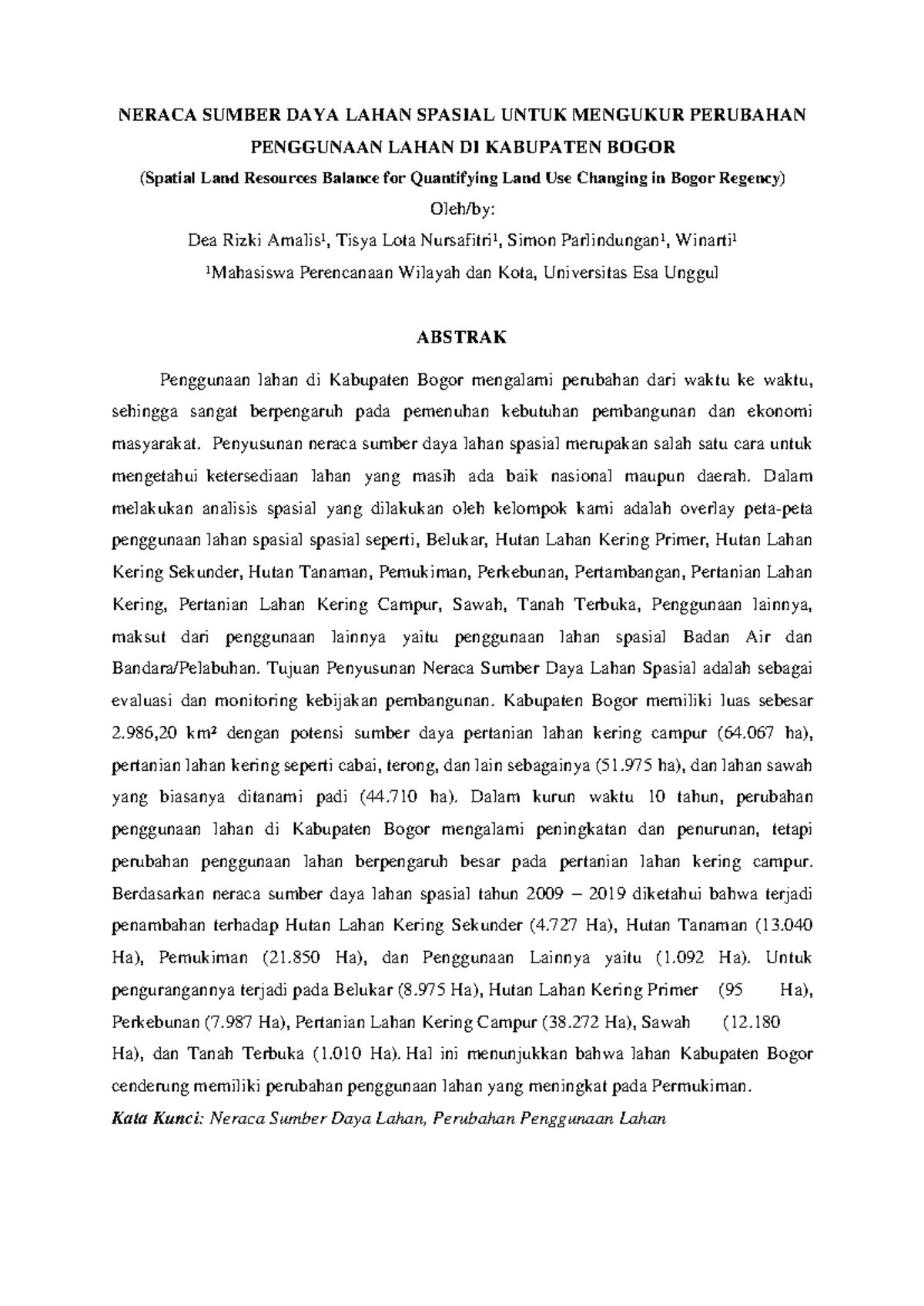Tugas SESI 13 SIG 2 Neraca Sumber DAYA Lahan - NERACA SUMBER DAYA LAHAN ...