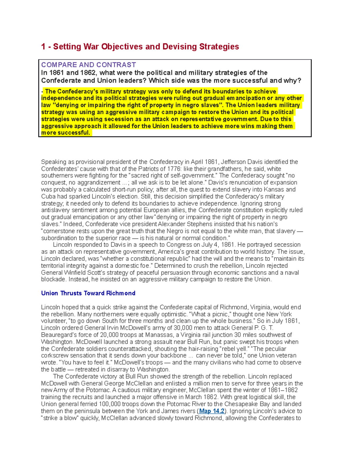 First+2+years+of+war - 1 - Setting War Objectives and Devising ...