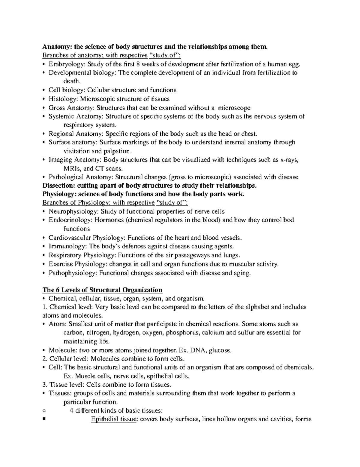 Unit 1 Anatomy The Science Of Body Structures And The Relationships