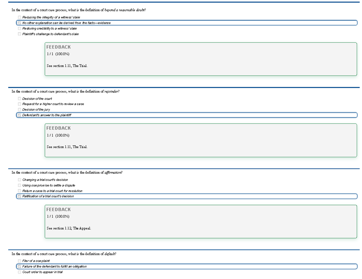 Wk 1 - Practice Foundations of Law and Ethics Quiz — ETH 321 Tv2 - 96% - In the context of a ...