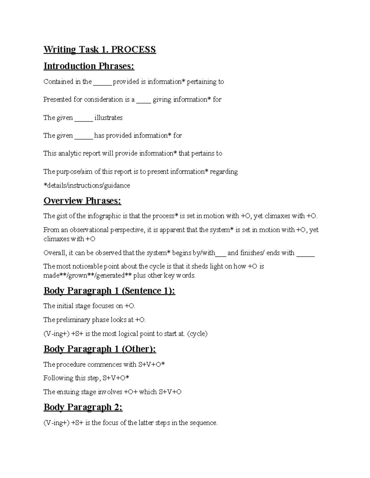 Process Guide - Writing Task 1. PROCESS Introduction Phrases: Contained ...