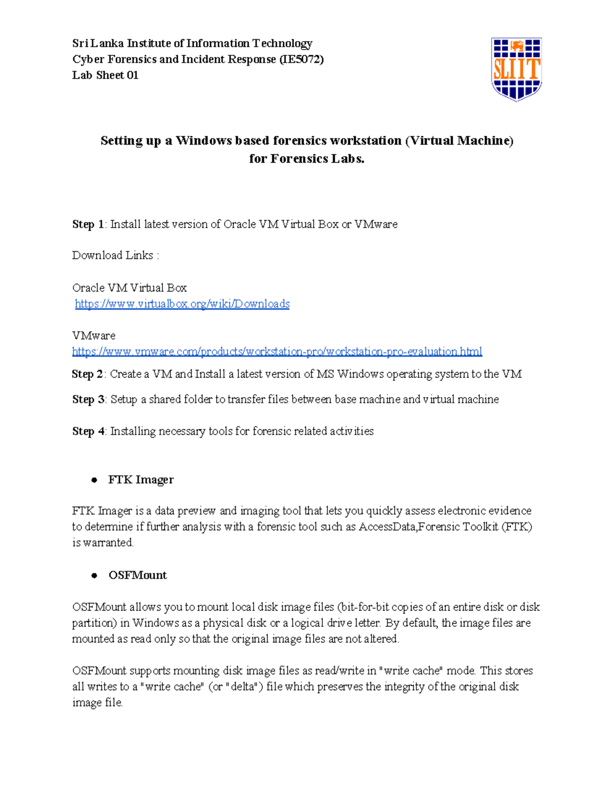 Lab 01 - Setting Up a Windows Based Forensics Workstation - Cyber ...