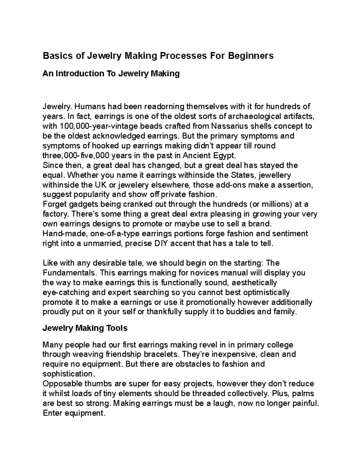 Basics of Jewelry Making Processes For Beginners - Humans had been ...