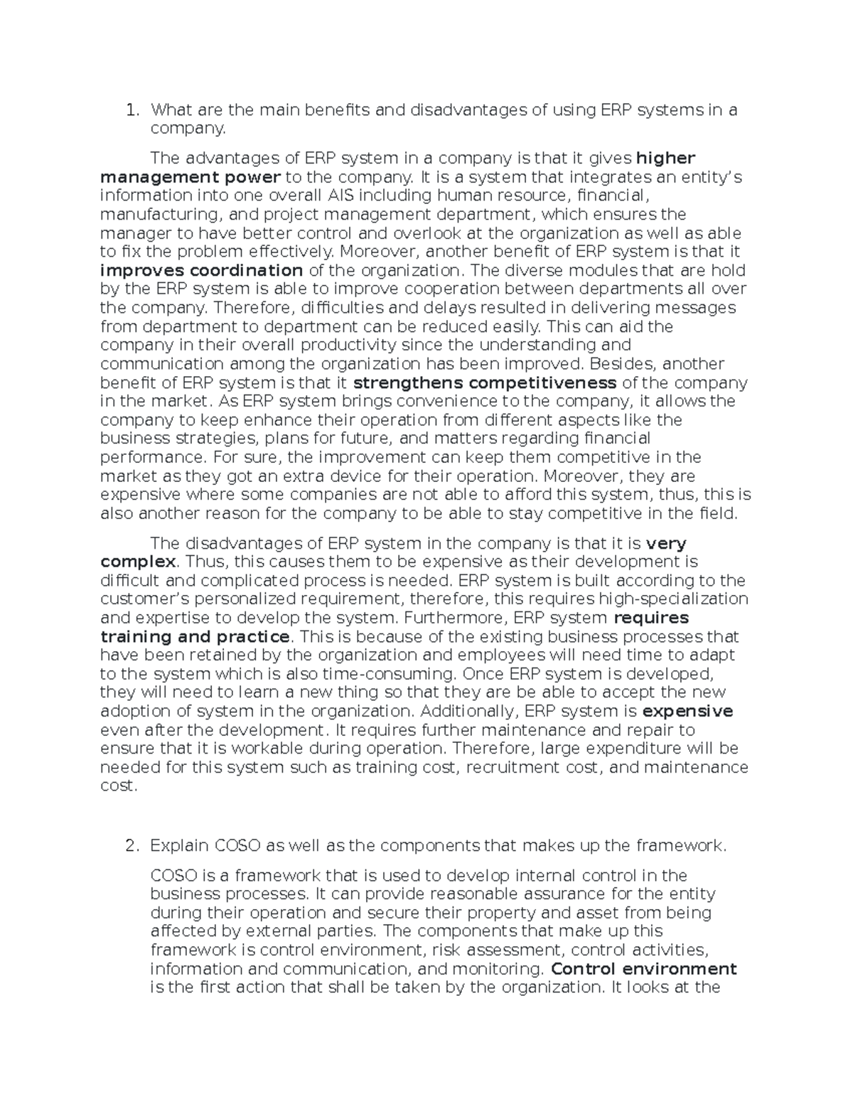 Tutorial 5 - What are the main benefits and disadvantages of using ERP ...