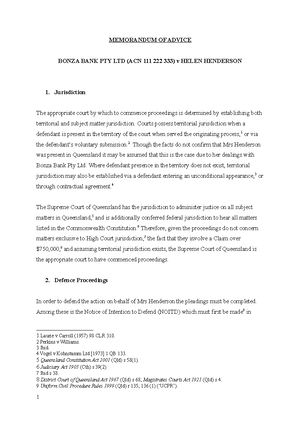 Week 3 Statement of Claim example - DISTRICT COURT OF QUEENSLAND ...