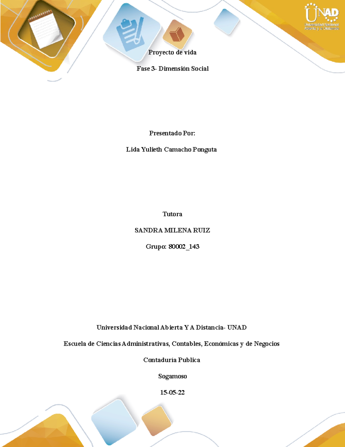Dimension Social-Lida Camacho - Proyecto de vida Fase 3- Dimensión ...