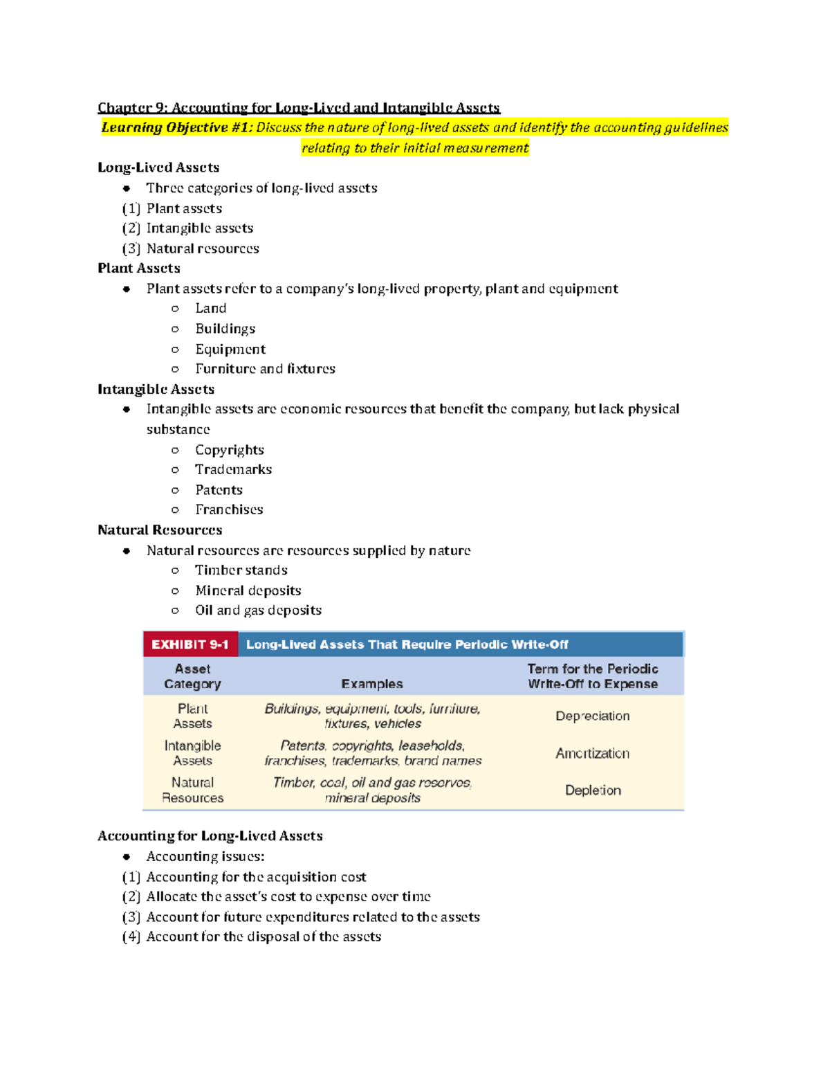 Chapters 9-12 - Chapter 9: Accounting for Long-Lived and Intangible ...