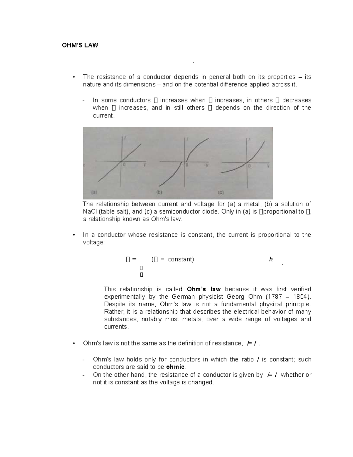 Physics for Engineers - OHM’S LAW . The resistance of a conductor ...