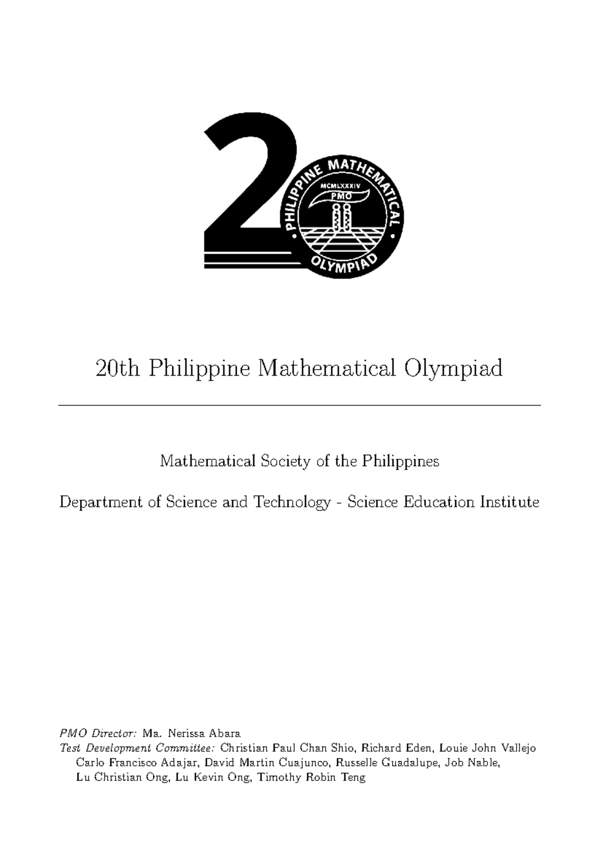 PMO National 2018 for IMO - 20th Philippine Mathematical Olympiad ...