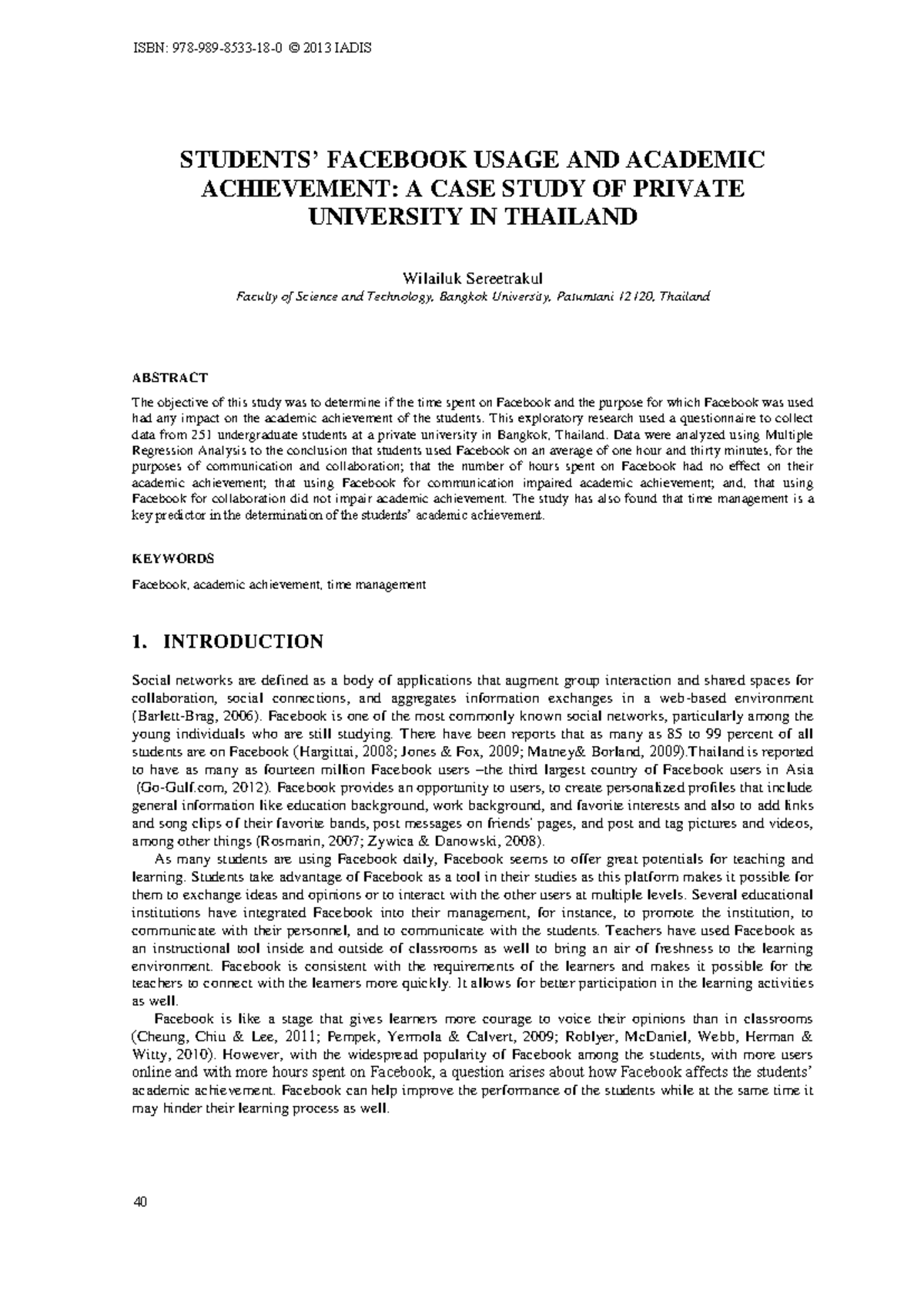 ED562224 - ..... - STUDENTS’ FACEBOOK USAGE AND ACADEMIC ACHIEVEMENT: A ...