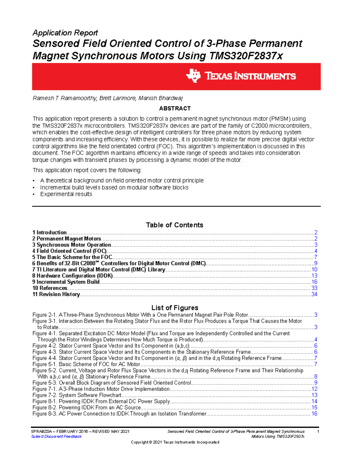Sprabz 0a - Sensored Field Oriented Control of 3-Phase Permanent Magnet Synchronous Motors - Studocu