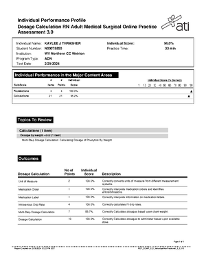 Fluid and electrolyte report - Individual Performance Profile RN Fluid ...