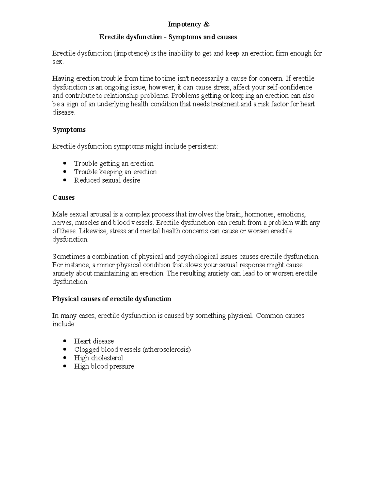 Impotency - Lecture notes 1-3 - Impotency & Erectile dysfunction ...