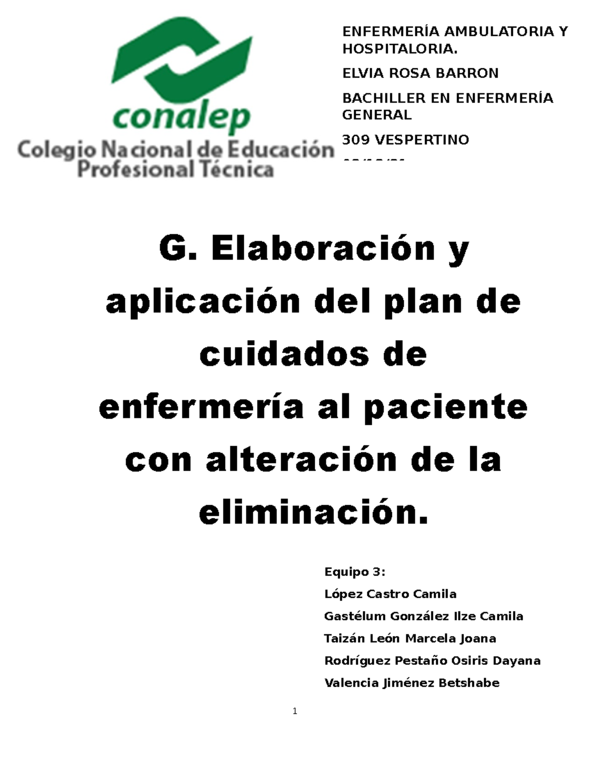 Ambulatoria G - Tareas de enfermería - ####### ENFERMERÍA AMBULATORIA Y ...