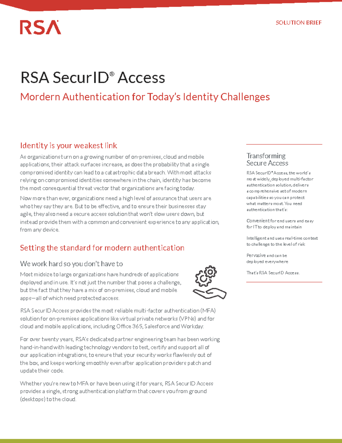 Solution Brief- RSA Secur ID Access - SOLUTION BRIEF RSA SecurID ...