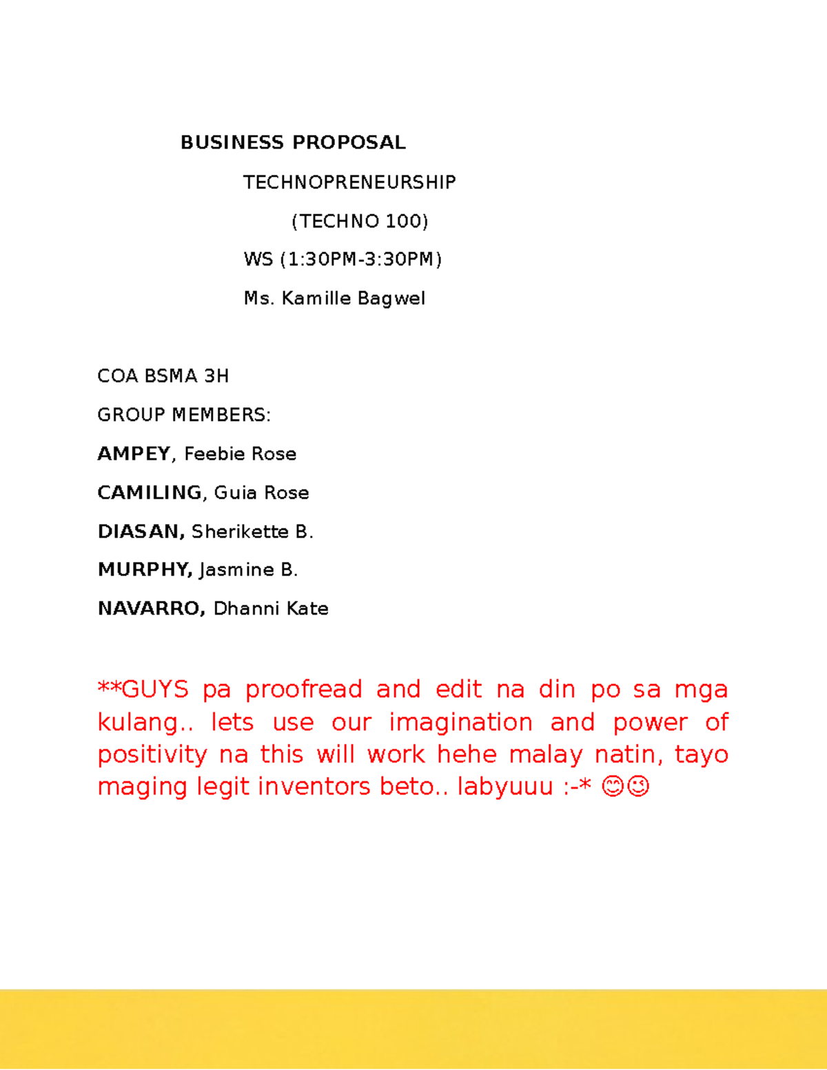 Techno- Business- Proposal - BUSINESS PROPOSAL TECHNOPRENEURSHIP ...