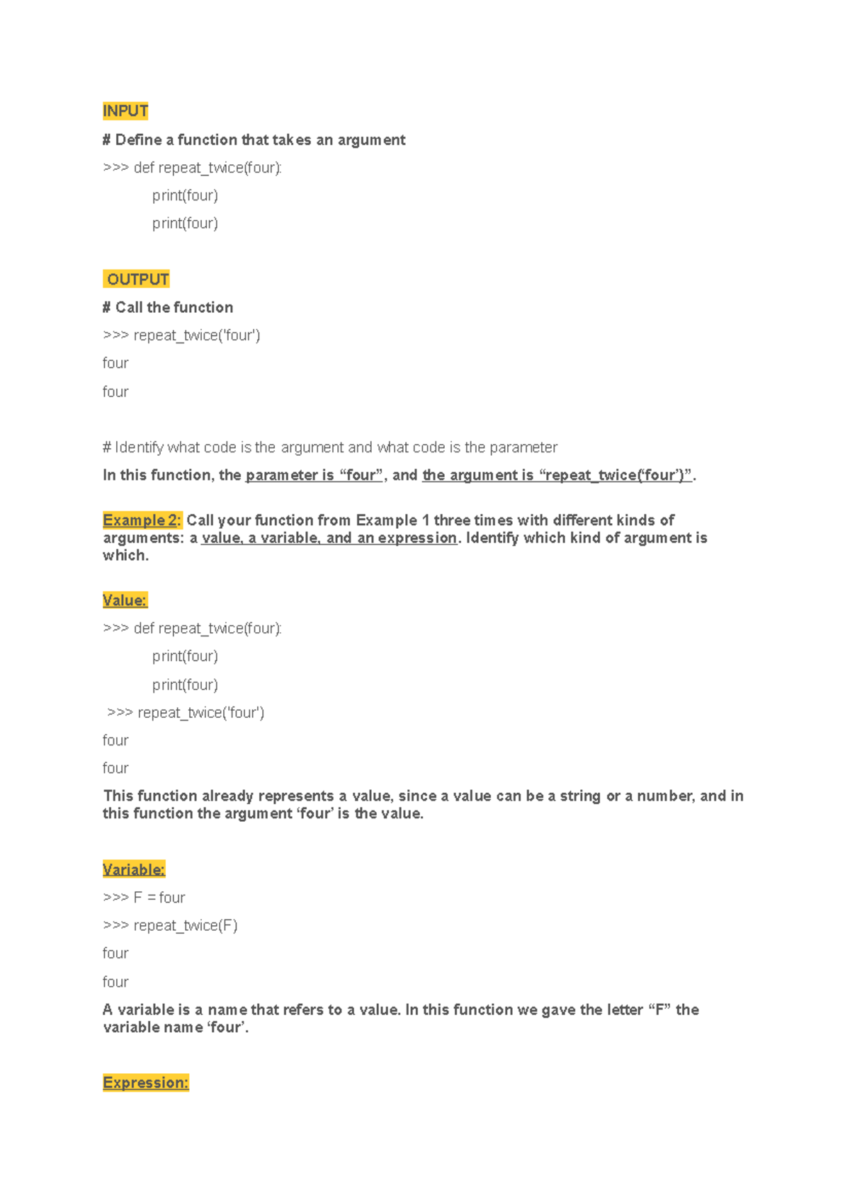 Discussion Assignment 1 For Submission Of Exams Input Define A Function That Takes An