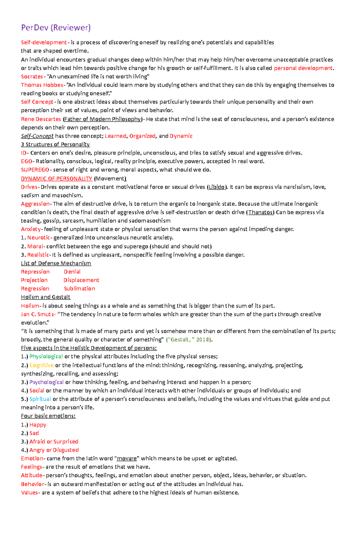 Reviewer sa perdev hwehw - PerDev (Reviewer) Self-development- is a ...