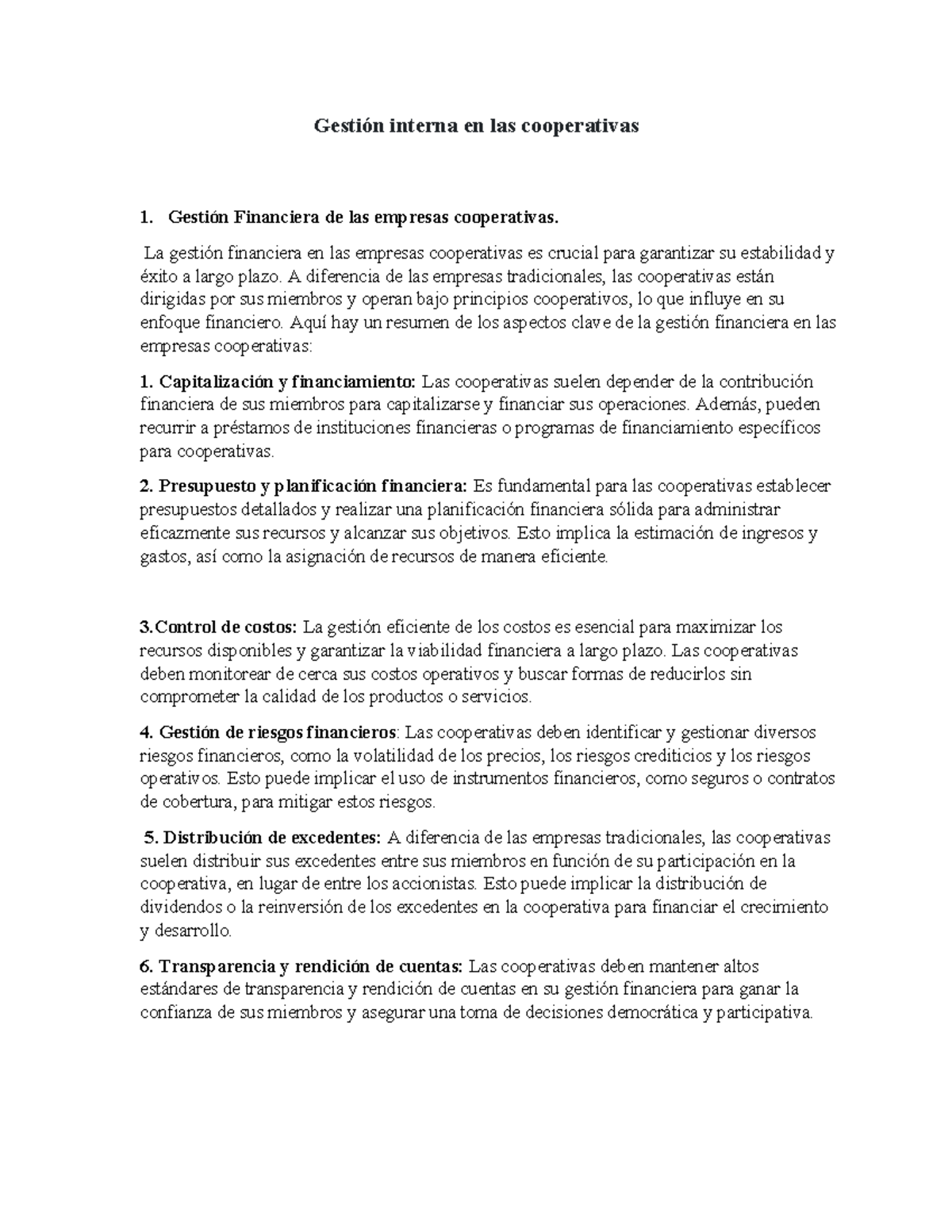 Gestión interna en las cooperativas - Gestión interna en las ...