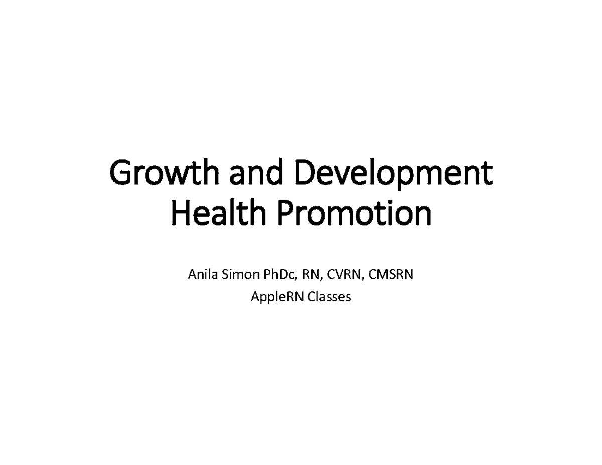 Lesson-3ppt - Lesson 3 - Growth and Development Health Promotion Anila ...