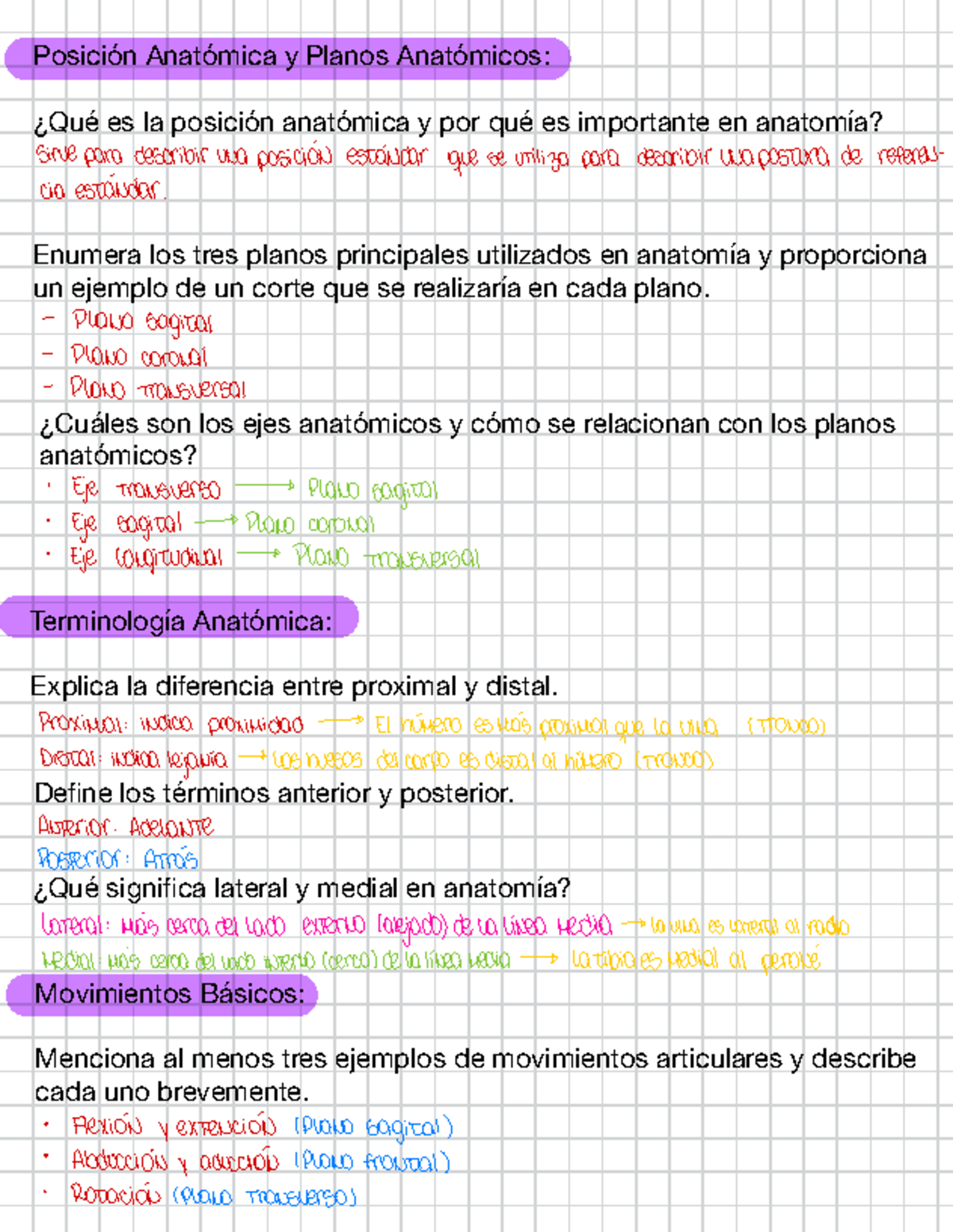 Anato 1 - Preguntas - ####### ¿Qué significa lateral y medial en ...