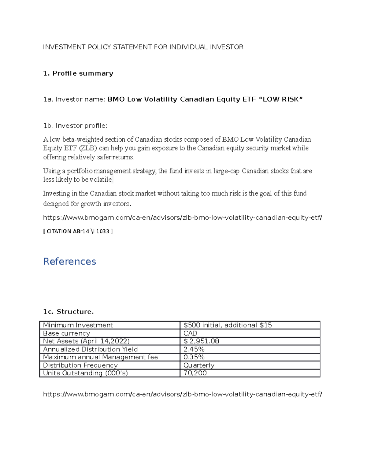 Susmita Investment Policy Statement FOR Individual Investor ...