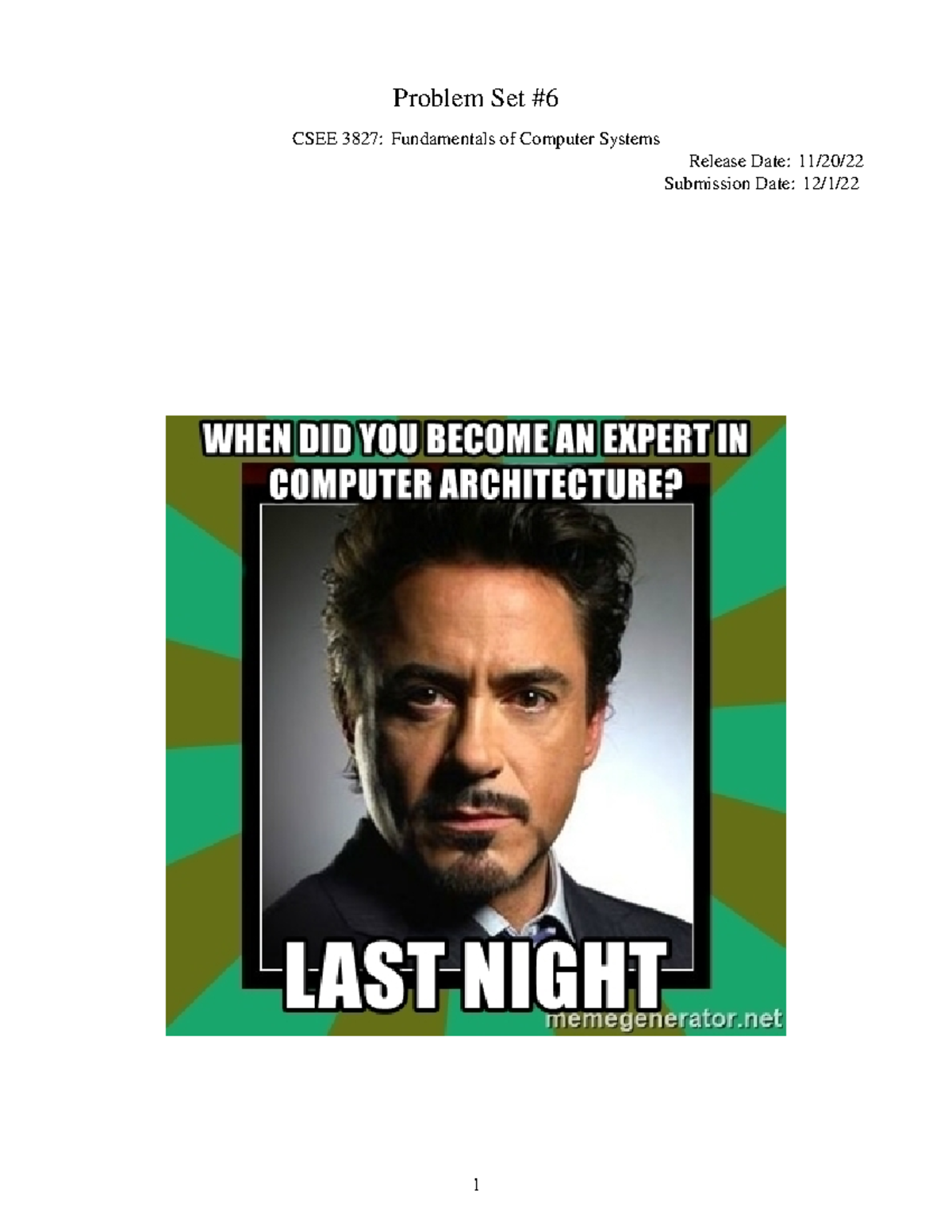 Ps6 - Hw6 - Problem Set CSEE 3827: Fundamentals of Computer Systems ...