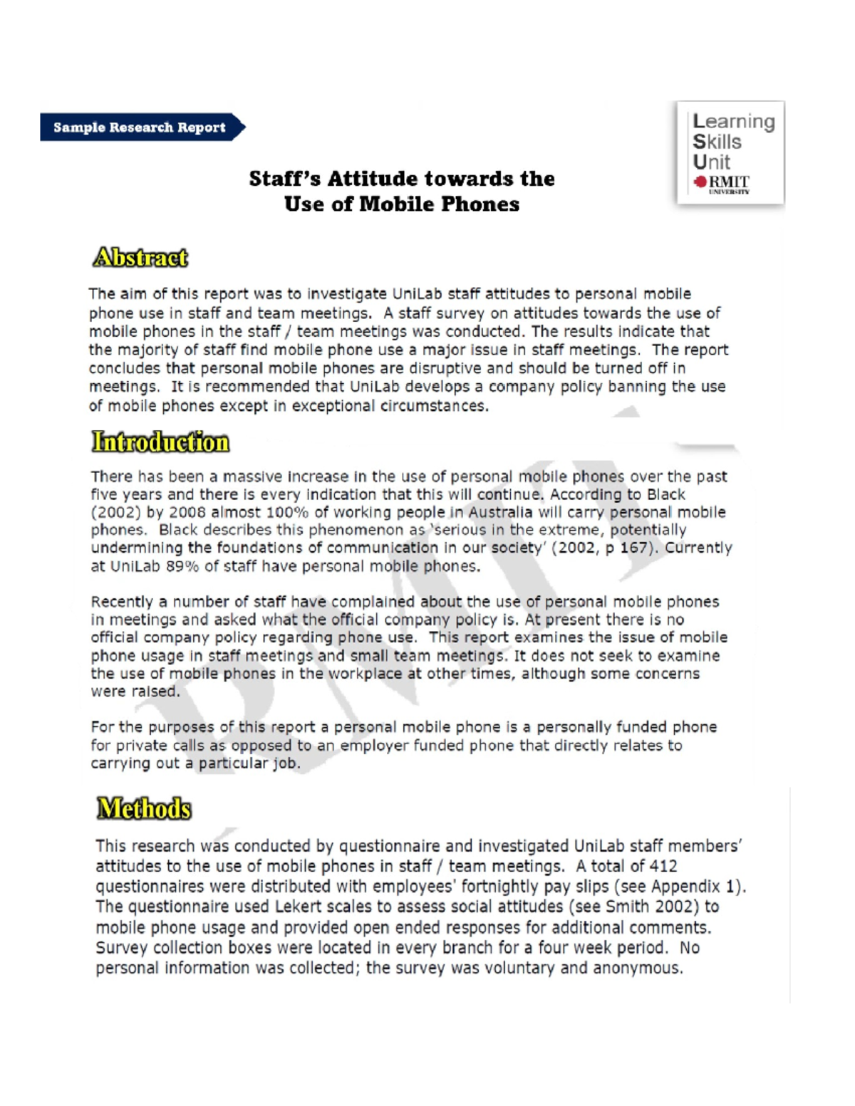 Research Report sample Q4-10 - Education - Studocu