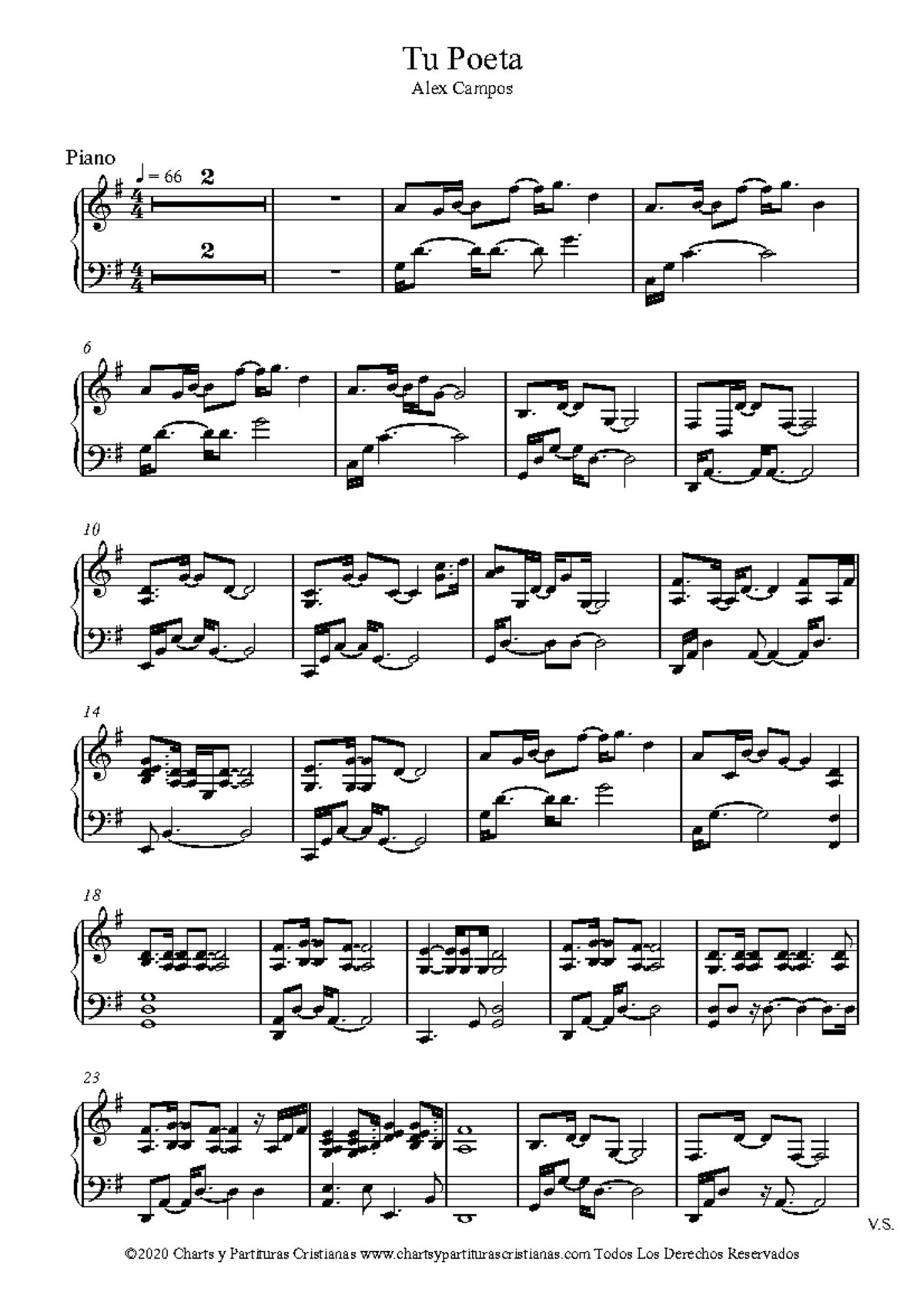 AC Tu Poeta - Piano - { { { { { { ©2020 Charts y Partituras Cristianas ...