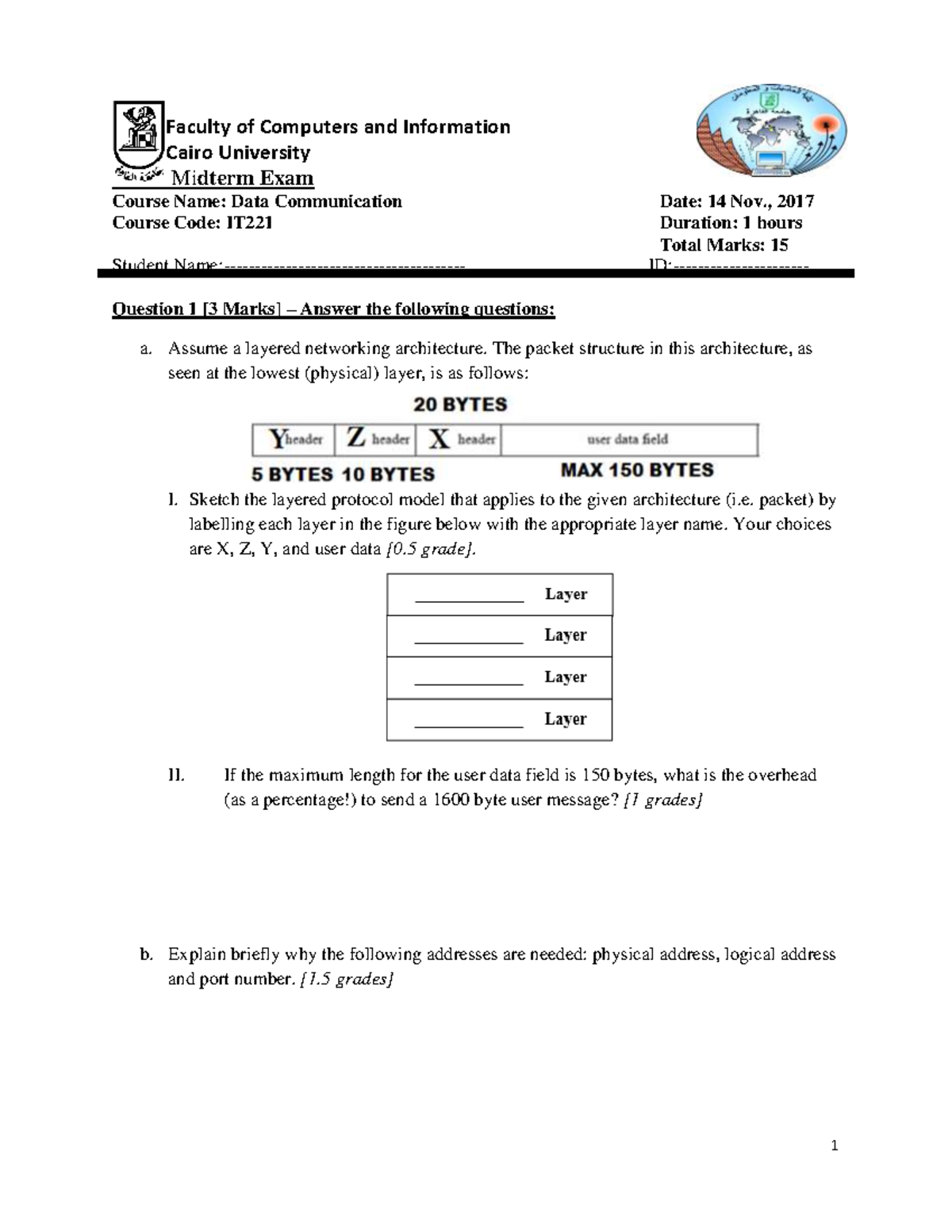 Midterm 2017 - Idk - Faculty of Computers and Information Cairo ...