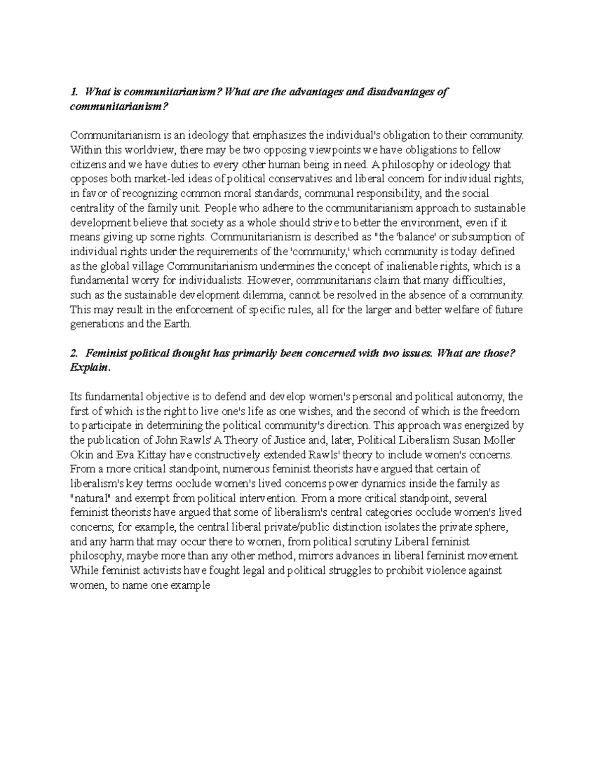 POL Theory - What is communitarianism? What are the advantages and ...
